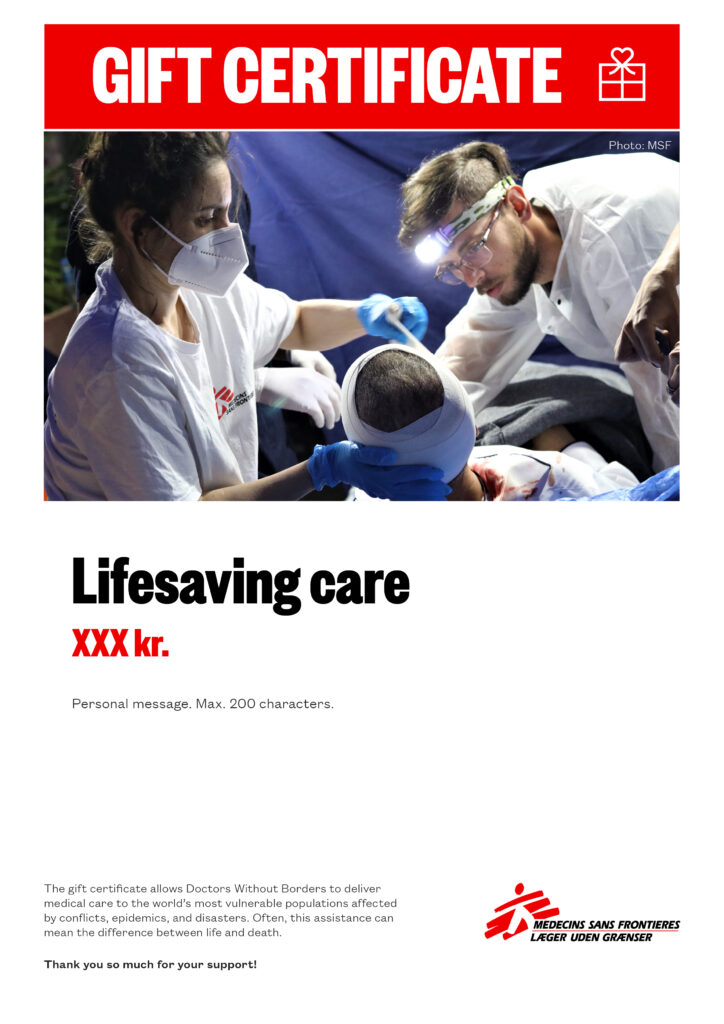 Gift certificate, optional donation amount and text - Læger uden Grænser